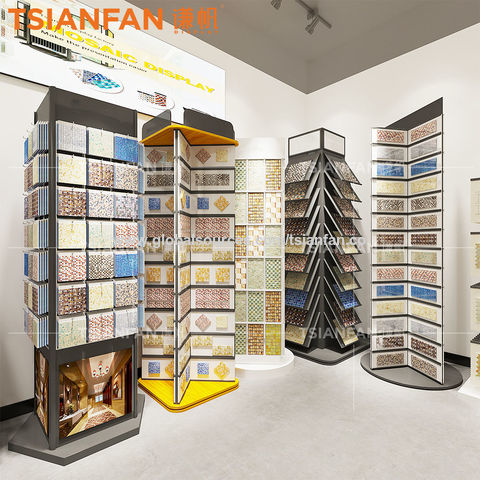 China Modern Floor Tower Custom Mosaic Showroom Ceramic Holder Rotate ...