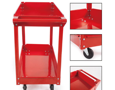 China Steel Metal Red Workshop Garage Mechanic Tools Trolley 2 3 Tier ...