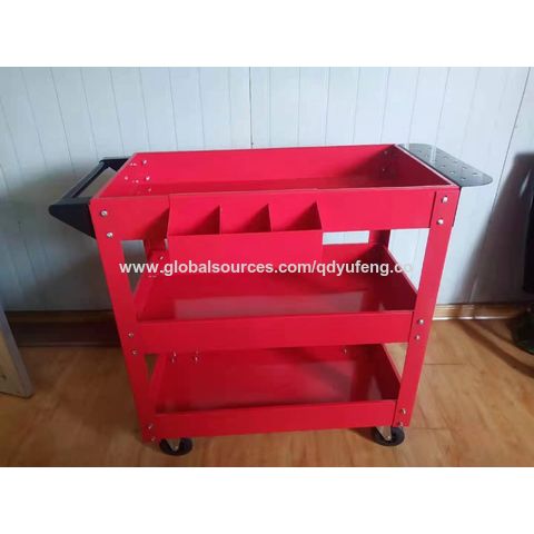 China Steel Metal Red Workshop Garage Mechanic Tools Trolley 2 3 Tier ...