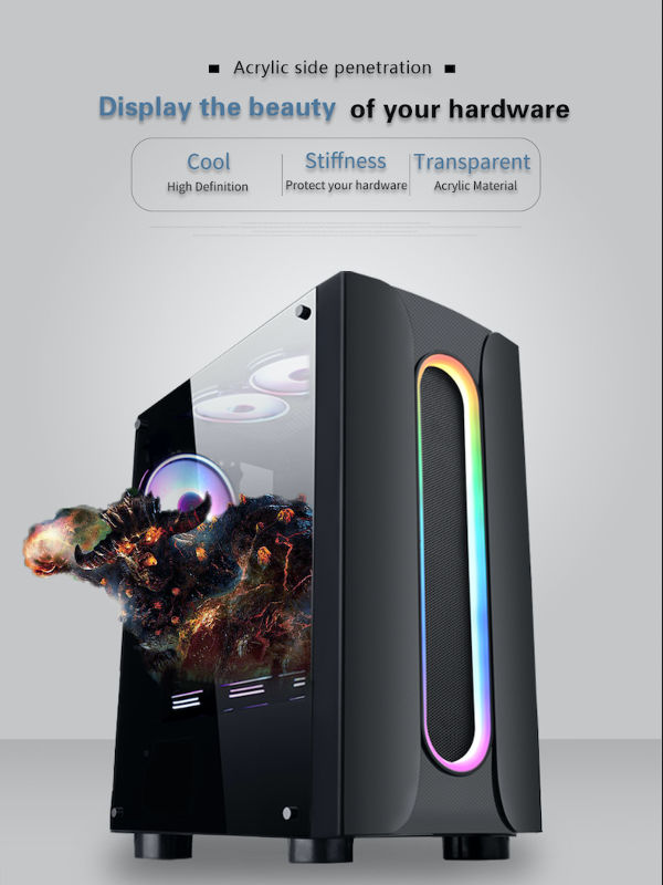 China AOJIE 3302 popular desktop computer cases tempered glass pc ...