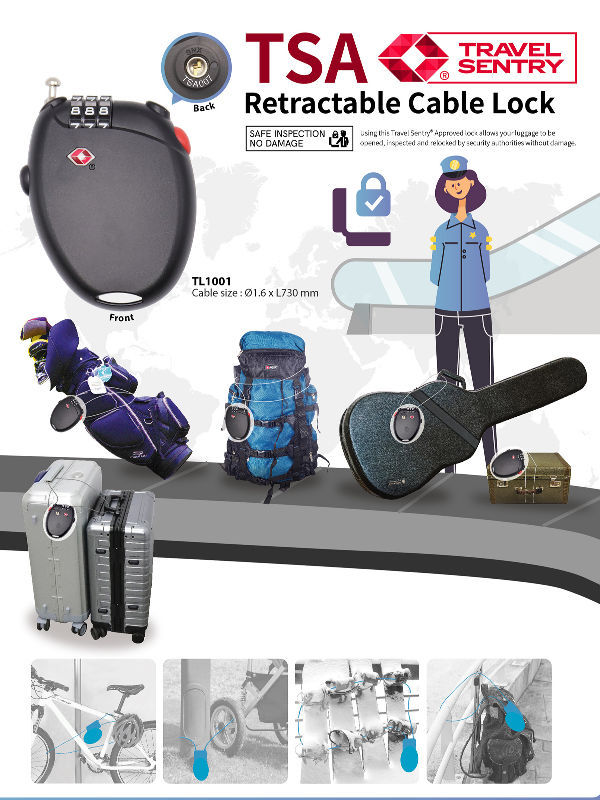 Taiwan TSA 3-Digit Retractable Cable Lock on Global Sources,Cable Lock ...
