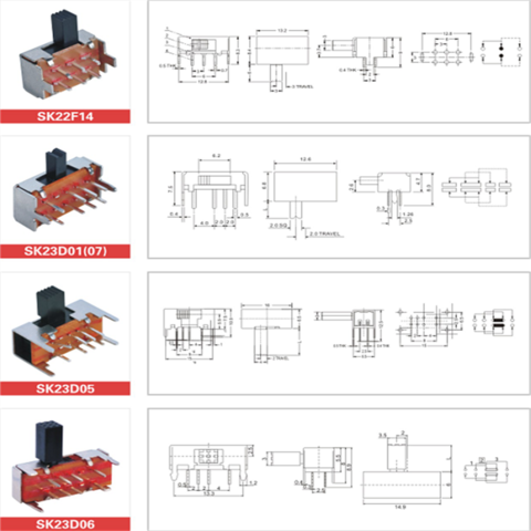 China Slide switch,horizontal 3 positionh 4 pin 1P3T small PCB on ...