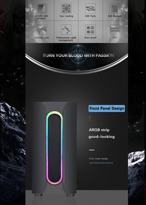 China AOJIE 3302 model with ARGB strip computer cases towers on Global ...