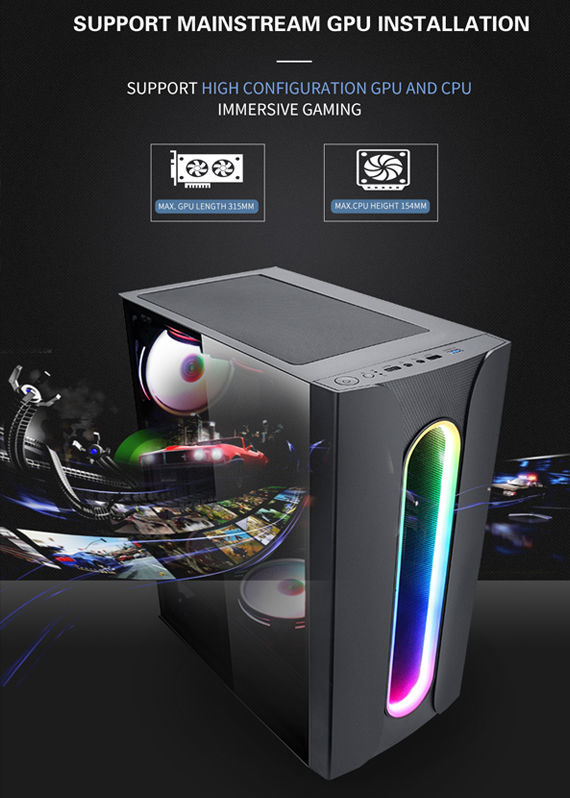 China AOJIE 3302 model with ARGB strip computer cases towers on Global ...