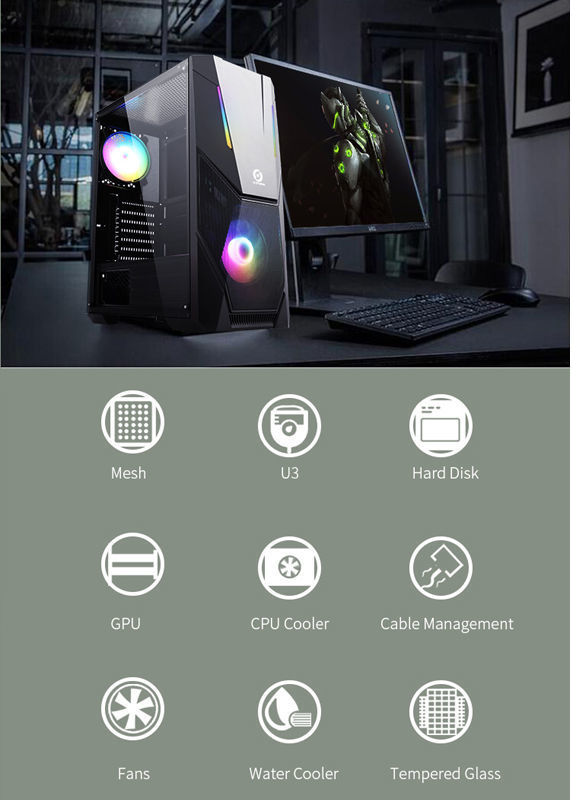 China AOJIE 3303 model with ARGB strip on front panel support ATX ...