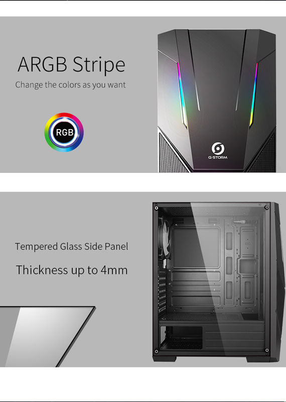 China AOJIE 3303 model with ARGB strip on front panel support ATX ...