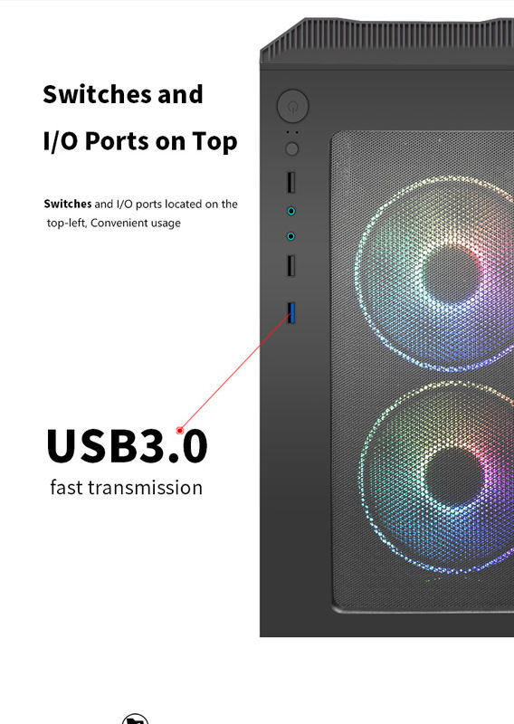 China AOJIE 3303 model with ARGB strip on front panel support ATX ...