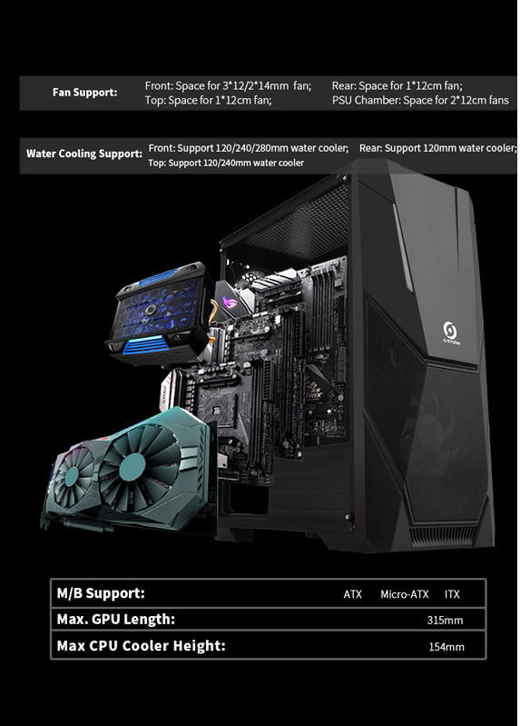 China AOJIE 3303 model with ARGB strip on front panel support ATX ...