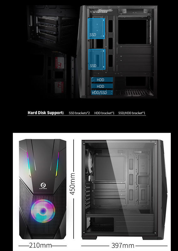 China AOJIE 3303 model with ARGB strip on front panel support ATX ...