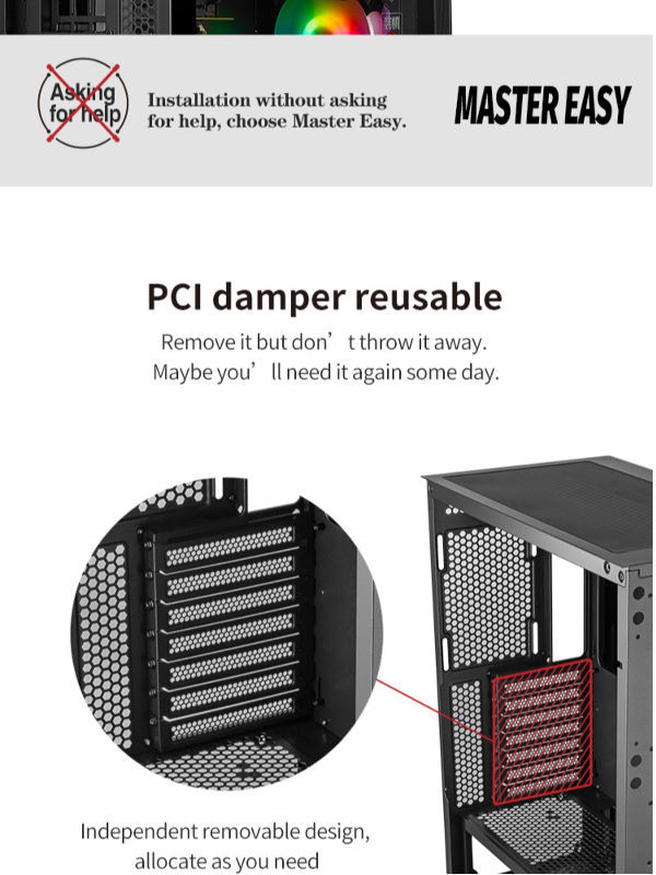 SAMA 3703 computer case master Easy ATX pc cabinet with cool ARGB strip ...