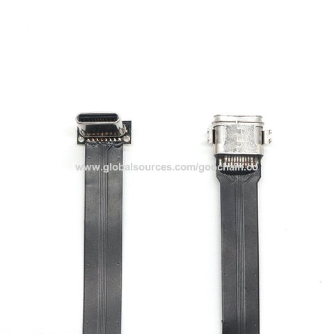 China Type C 90 degree male to Type C female flat charging data cable ...