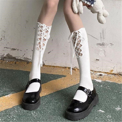 China Drawstring lace lace calf socks drape love women pile in tube ...