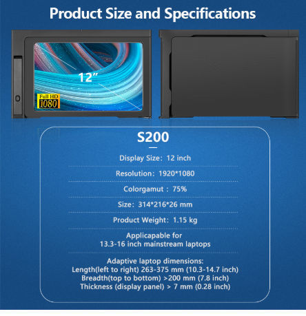 One cable 12 inch ips monitor portable triple screen stand, triple ...