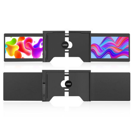 One cable 12 inch ips monitor portable triple screen stand, triple ...