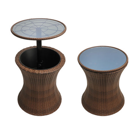 China Ice Bucket Table HOMFUL Outdoor Patio Ice Cooler Bar Table Rattan ...