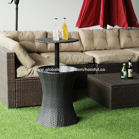 China Ice buckets HOMFUL Garden Patio 3 in 1 Bar Rattan Table Furniture ...