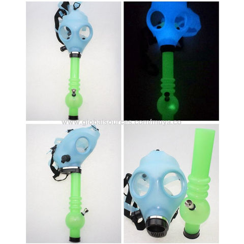 China Gas Mask Bong Glow In The Dark Water Shisha Acrylic Smoking Pipe ...