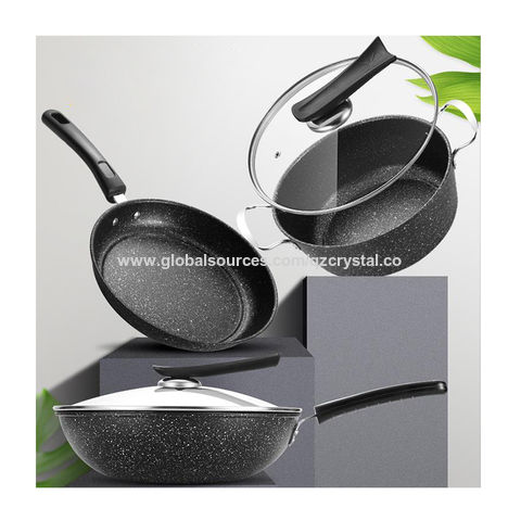 China Granite Maifan stone cookware set of frying pan and soup pot for ...