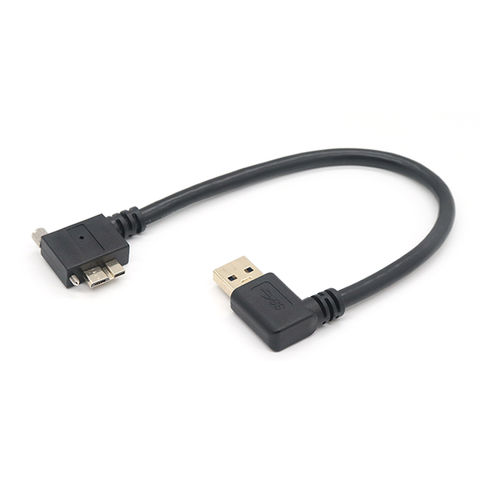 China 90 Degree USB 3.0 A Male to left angle micro usb with panel screw ...
