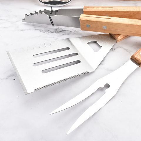 China Custom barbecue camping outdoor stainless steel 9 pcs wood handle ...