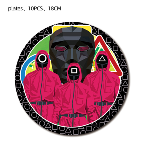 China Squid game Theme Party Supplies Paper Plates 18cm*18cm 10pcs/bag ...