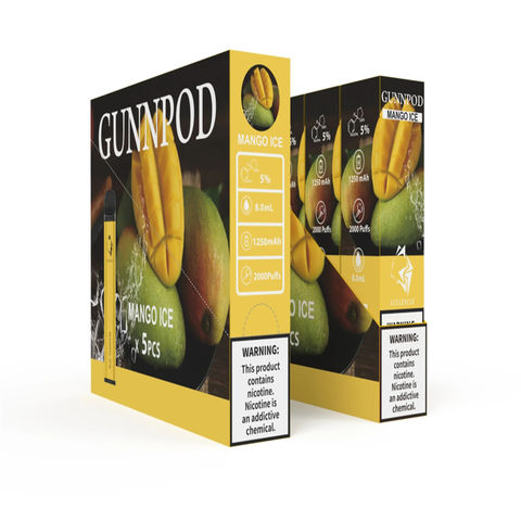 China Gunnpod 2000 puffs with 5% salt nicotine disposable electronic ...