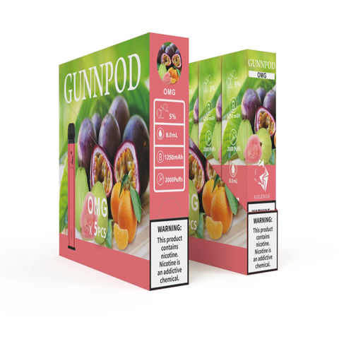 China Gunnpod 2000 puffs with 5% salt nicotine disposable electronic ...