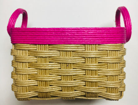 Vietnam Hand woven paper band basket, storage basket with handles ...