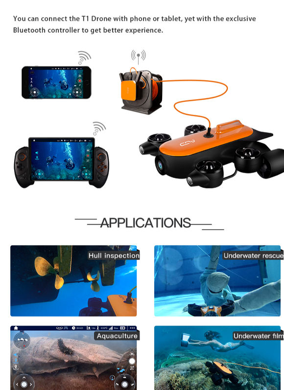 China Industrial and Rescue Use of sea drone T1 Pro underwater drone ...