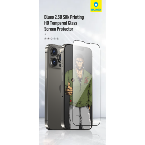China Blueo 9H premium tempered glass silk printing full glue screen ...