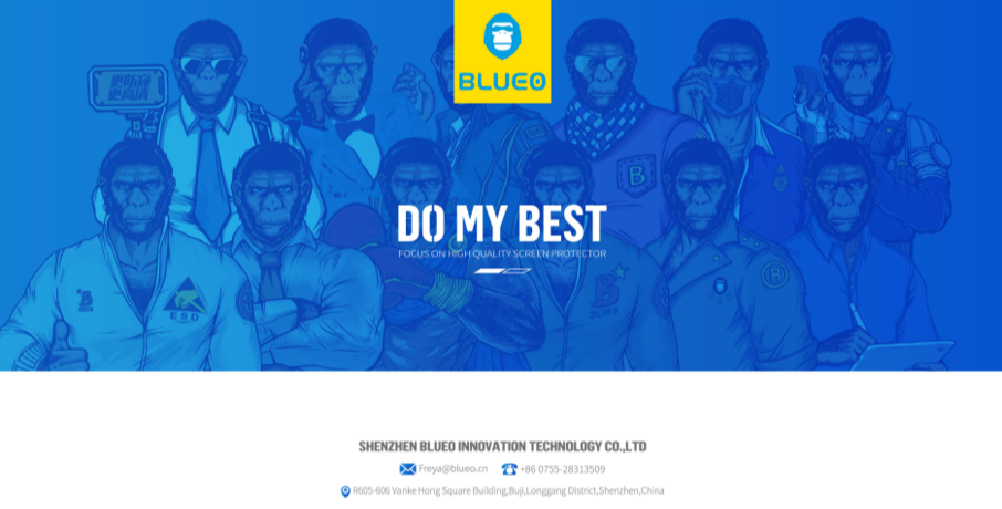 China Blueo 9H premium tempered glass silk printing full glue screen ...