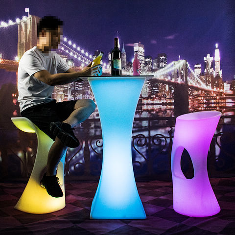 China Modern Bar Plastic Club Furniture Led Chair single led sofa on ...