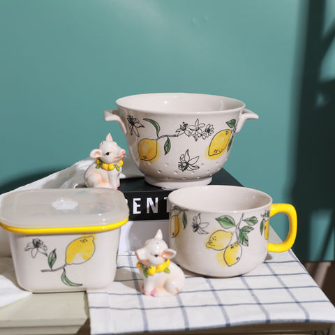 China Wholesale Lemon Printed Ceramic Tableware Salad Dishes Plates ...