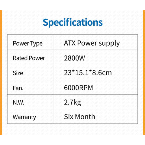 China ATX psu 3000w power supply mining atx mining 20+4pin psu pc for 8 ...