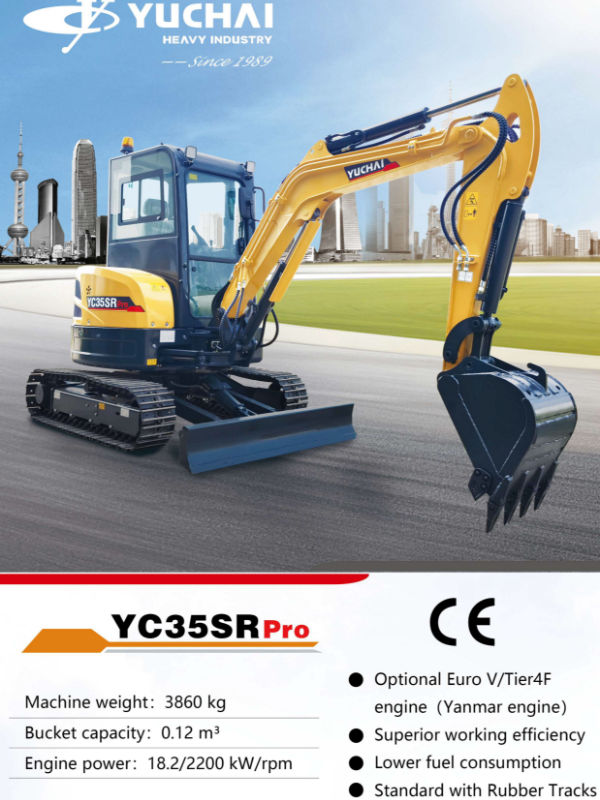 China Brand New YUCHAI 3.5Ton YC35SR Crawler Digger Hydraulic Excavator on Global Sources,YC35SR ...