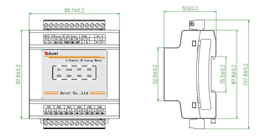 China 48V 4 channel / 4 circuit dc digital energy power meter for BTS ...