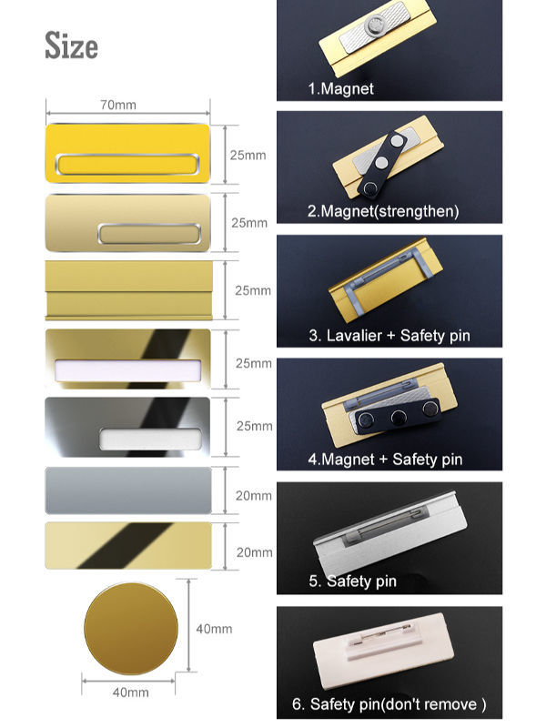 China Golden plastic reusable name badge holder with magnetic name tag ...