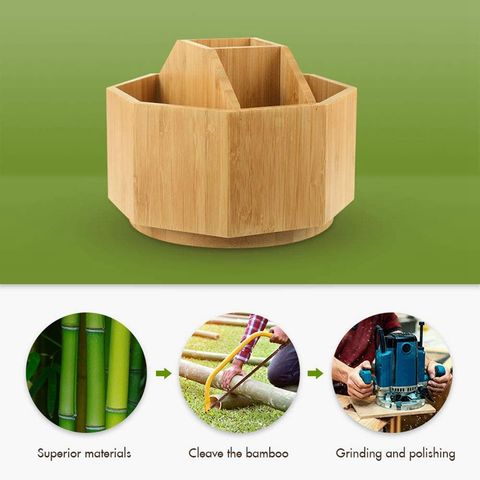 China Storage Holder Travel 360 Rotating Bamboo Makeup Brush Organizer ...