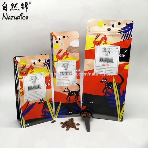 China 400g coffee AL foil packaging bag Quad seal 350g coffee bag with ...