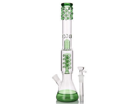 China Green Glass Water Pipe bongs Double Percolator Glass Bong Water ...