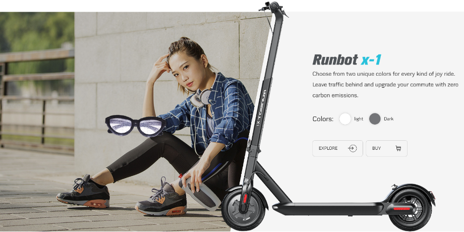 China Runbot Electric Scooter With APP Alloy frame 3 speed 36V*350W ...