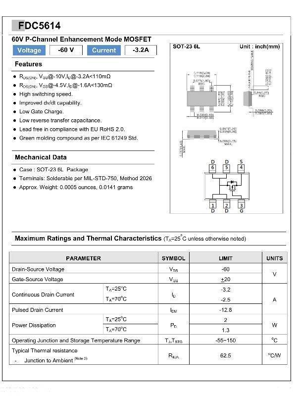 China Integrated Circuit FDC5614P FDC5614 MOS mosfet amplifier power amplifier IC on Global ...
