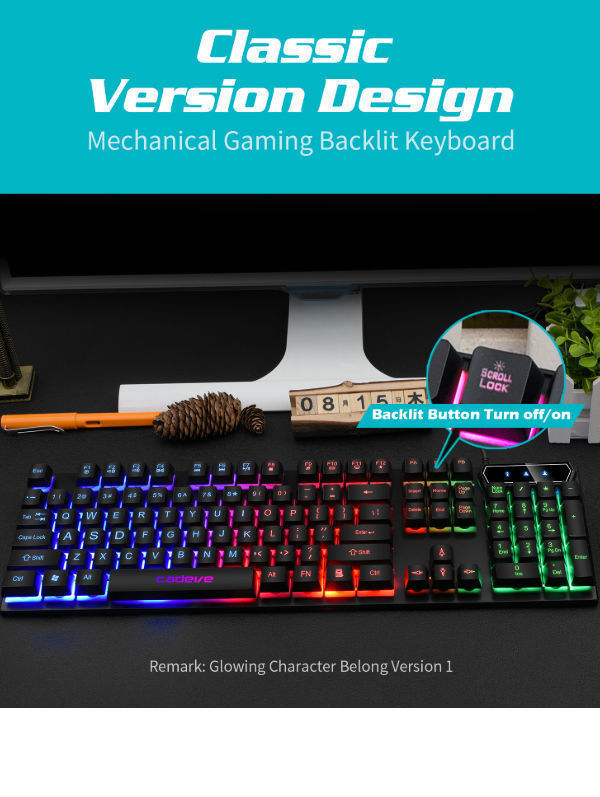 China 7 Color Rainbow LED Backlit Mechanical Feeling USB Wired Gaming ...