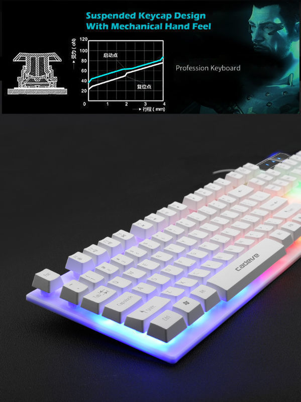 China 7 Color Rainbow LED Backlit Mechanical Feeling USB Wired Gaming ...