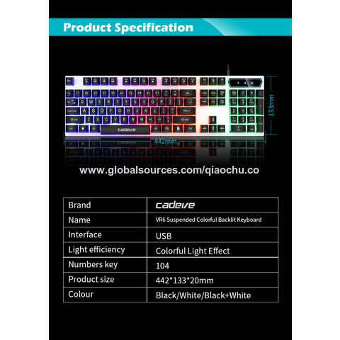 China 7 Color Rainbow LED Backlit Mechanical Feeling USB Wired Gaming ...