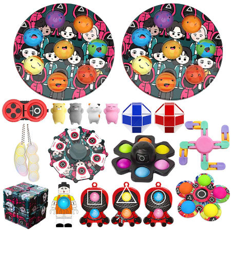 Squid Game Fidget Toys Hot Pop It Cube Fidget Spinner Stress Toys Blind ...