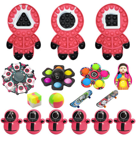 Squid Game Fidget Toys Hot Pop It Cube Fidget Spinner Stress Toys Blind ...