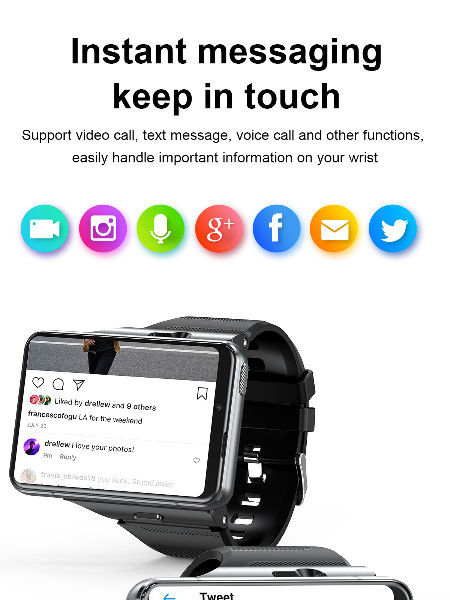 4G large screen Android smart Watch with music/video playing HD camera ...