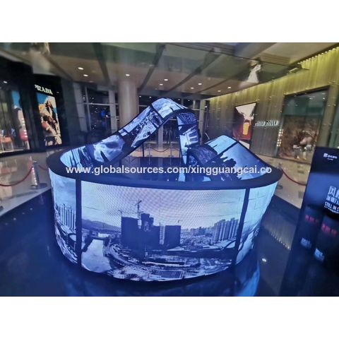 China Creative full color P2 flexible LED display screen 2mm module on ...