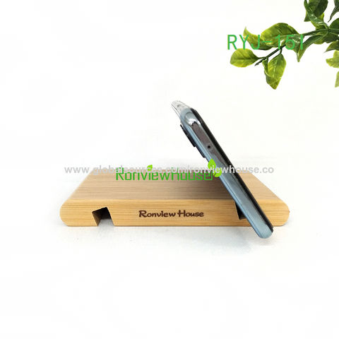 China Bamboo Phone Holder Stand, Wood Set of 2 Beech Desktop Cell Phone ...